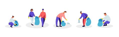 People Picking Up Trash 2182936 Vector Art At Vecteezy