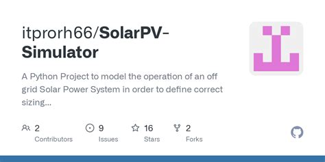 GitHub Itprorh SolarPV Simulator A Python Project To Model The Operation Of An Off Grid