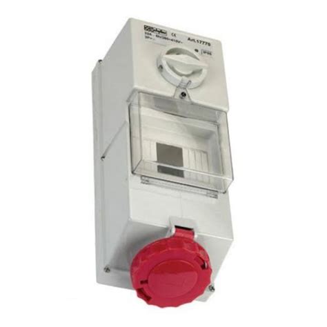 415v Red Wall Mounted Interlocked Socket With Fuse Box 32amp 3p N E