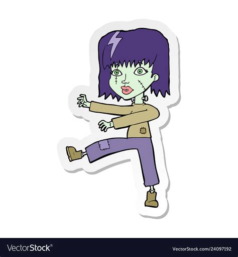 Sticker Of A Cartoon Zombie Girl Royalty Free Vector Image