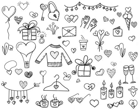 고립 된 하트 실루엣 디자인 벡터 세트 프리미엄 벡터