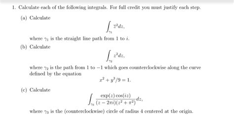 Solved Calculate Each Of The Following Integrals For Chegg