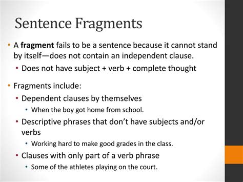 Ppt Sentence Fragments Powerpoint Presentation Free Download Id 2141054