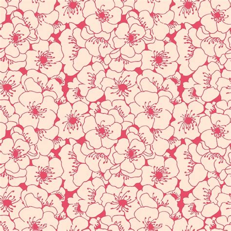 Premium Vector Stylized Apple Tree Flowers Line Art Seamless Pattern Summer Vector Flowers