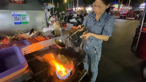 中国女孩夜市街头摆摊卖炒粉烧烤，市井烟火气 Chinese Street Food Youtube
