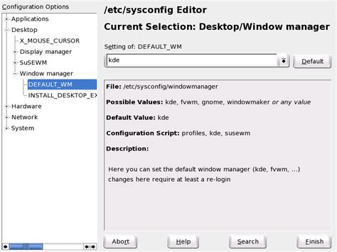 13 7 the yast sysconfig editor