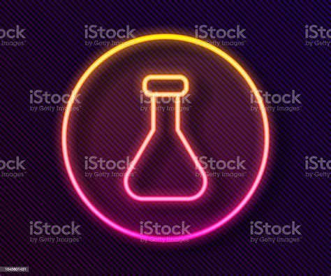 빛나는 네온 라인 테스트 튜브와 검은 배경에 고립 된 플라스크 화학 실험실 테스트 아이콘 실험실 유리 제품 기호 벡터 건강 검진에 대한 스톡 벡터 아트 및 기타 이미지
