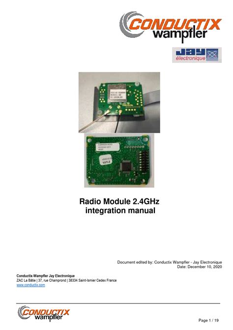 Jay Electronique S5 Radio Module 2 4ghz Integration Manual