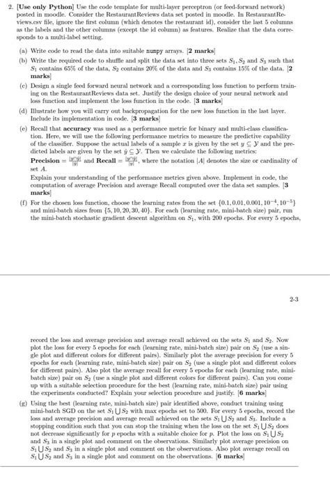 Solved 2 Use Only Python Use The Code Template For