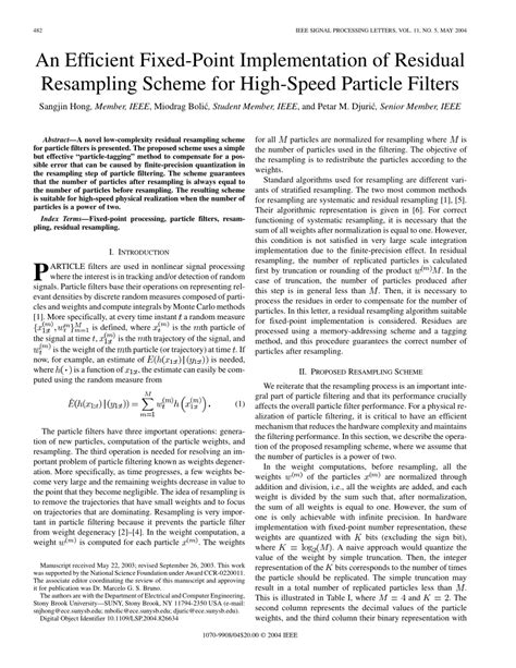 pdf an efficient fixed point implementation of residual resampling