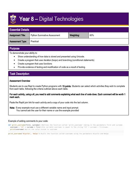 Task 1 Python Final Summative Assessment 2024 Pdf Control Flow