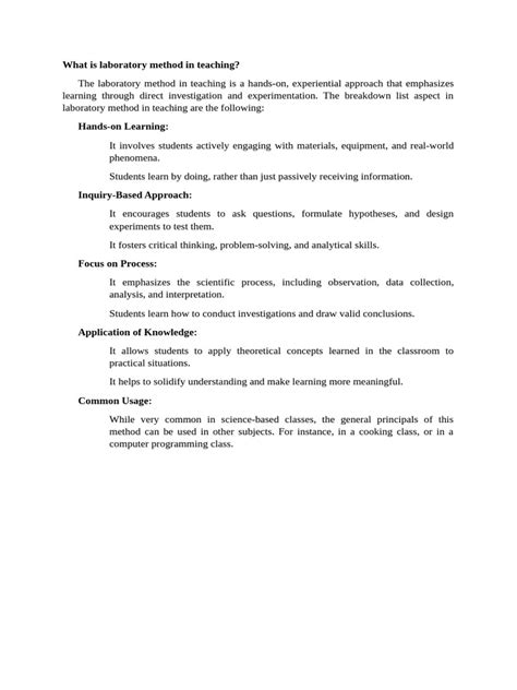 What Is Laboratory Method In Teaching Pdf Methodology Scientific