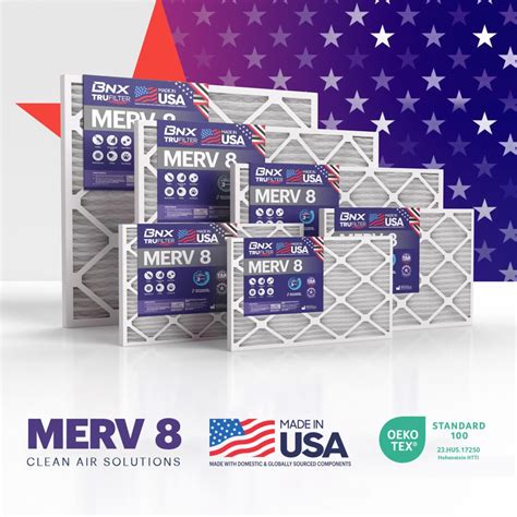 Bnx Trufilter 20x20x1 Merv 8 Pleated Air Filter Made In Usa 6 Pack