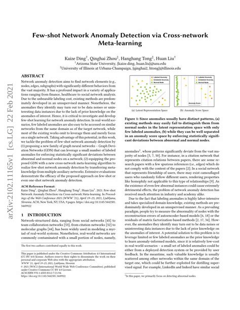 pdf few shot network anomaly detection via cross network meta dokumen tips