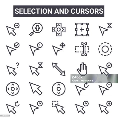 Selection And Cursors Outline Icon Set Includes Thin Line Icons Such As Cursor Cursor Cursor Can