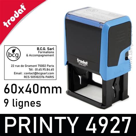 Trodat Printy 4927 - Tampon encreur personnalisé 60x40mm - 9 lignes
