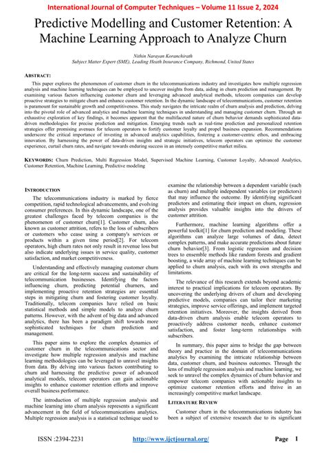 Pdf Predictive Modelling And Customer Retention A Machine Learning Approach To Analyze Churn