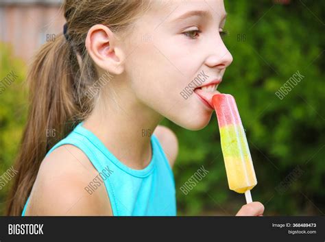 Happy Girl Eating Ice Image And Photo Free Trial Bigstock