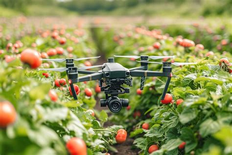 Agricultural Drone Technology In Tomato Farming Premium Ai Generated Image