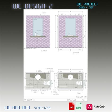 WC Design DWG Wc Design Ideas Wc Design Wc Architectural Drawing WC Cad Wc Project