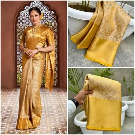Banarasi Embroidery Tissue Silk Saree Gold At ₹ 199900 Banarasi