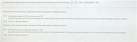 Solved Find The Absolute Extrema If They Exist As Well As