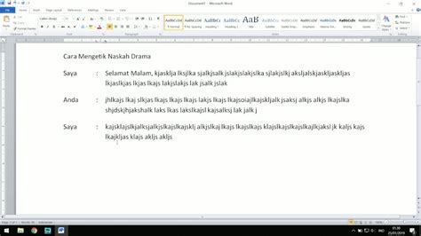 cara membuat teks percakapan di microsoft word