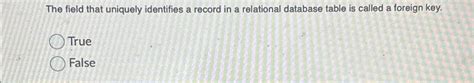 solved the field that uniquely identifies a record in a