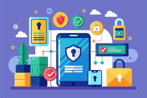 A Flat Illustration Depicting Mobile Encryption With A Smartphone