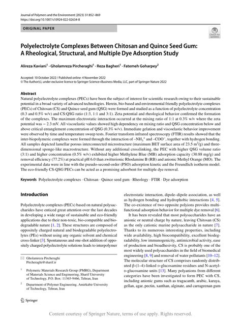 Polyelectrolyte Complexes Between Chitosan And Quince Seed Gum A