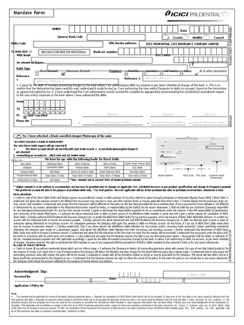 Mandate Form Pdf Debit Card Banks