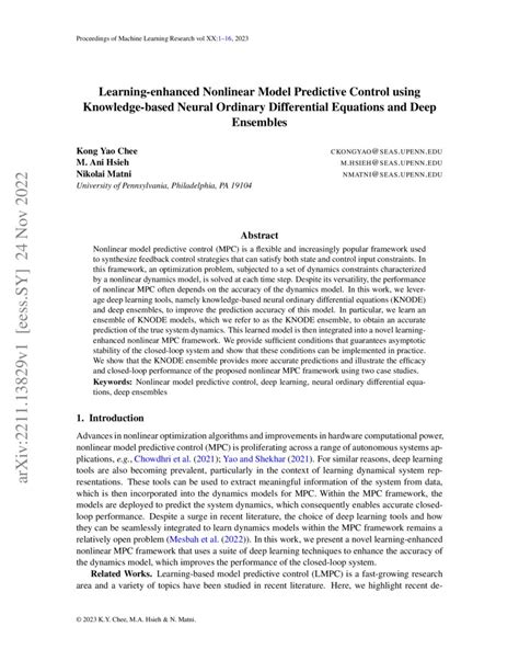 Learning Enhanced Nonlinear Model Predictive Control Using Knowledge Based Neural Ordinary