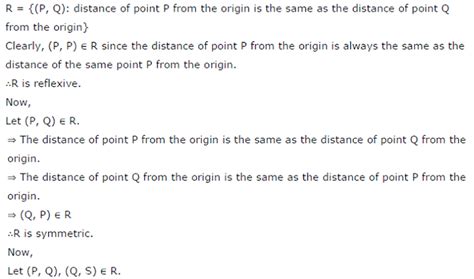show that the relation r in the set a of points in a plane given by r