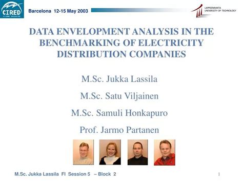 Ppt Data Envelopment Analysis In The Benchmarking Of Electricity