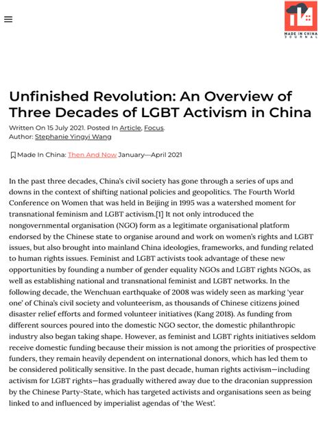 Unfinished Revolution An Overview Of Three Decades Of Lgbt Activism