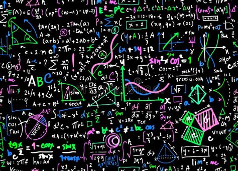 Math Education Vector Pattern With Handwritten Formulas Tasks Stock