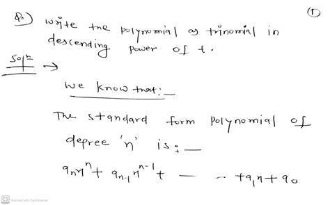 Answered Write The Polynomial As Trinomial In Descending Powers Of T Bartleby