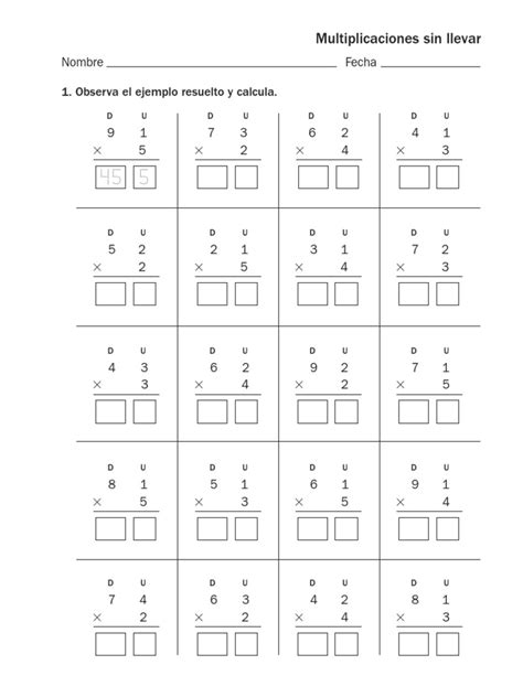 Hoja De Trabajo De Multiplicación De Minutos
