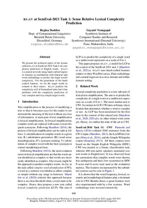 Pdf Predicting Lexical Complexity With Rs Gv