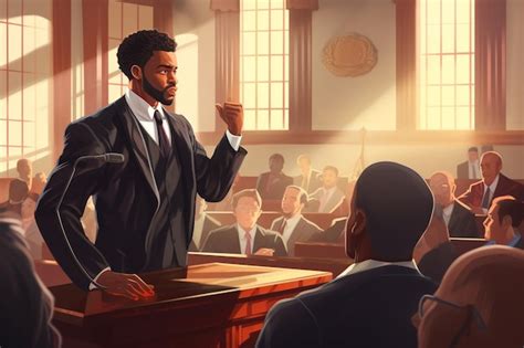 Cour de justice et procès Un défenseur public masculin présente l