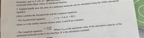 Solved 2 ﻿explain Briefly How The Area Of A Surfactant