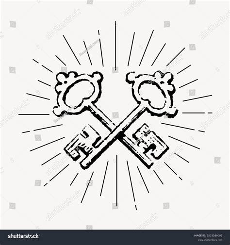 Crossed Keys Drawing Vintage Object Illustration Stock Illustration