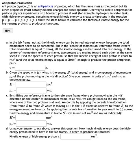 Solved Antiproton Production Antiproton Symbol Pˉ Is An