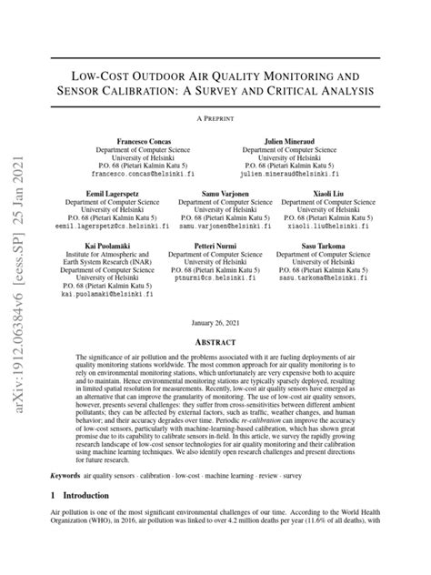 4 Low Cost Outdoor Air Quality Monitoring And Sensor Calibration A Survey And Critical
