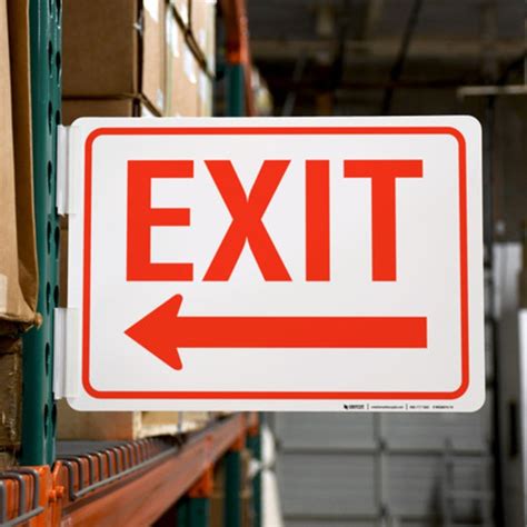 Exit With Arrow Left Landscape Rack Mounted Sign Comprehensive Safety Signs Labels For