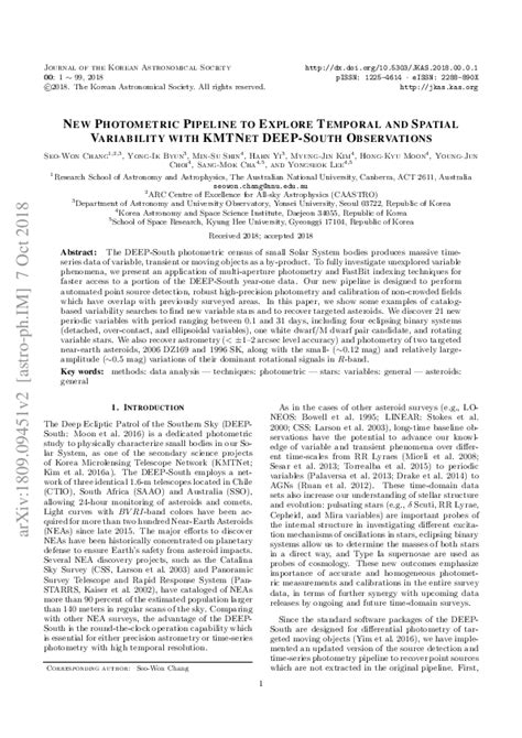 Pdf New Photometric Pipeline To Explore Temporal And Spatial Variability With Kmtnet Deep