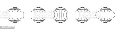 Globe Icon World Vector Set Earth Globe Sign Planet Symbol Black