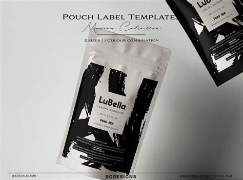 Modern Pouch Label Template DIY Bath Salt Label For Skincare DIY Pouch Labels Pouch Label