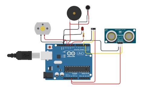 circuit design forward collision detectionand avoidance tinkercad