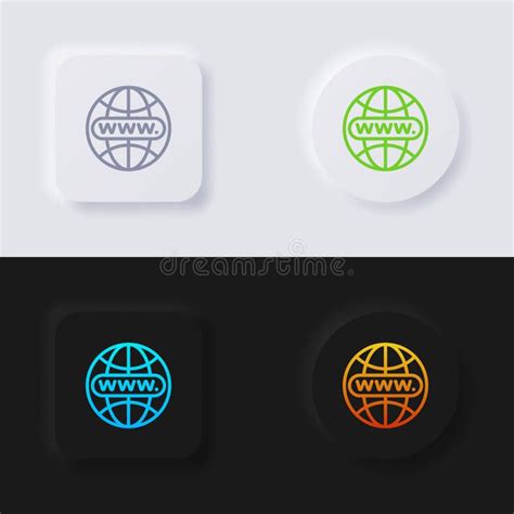 Website Icon Set Multicolor Neumorphism Button Soft Ui Design Stock Vector Illustration Of